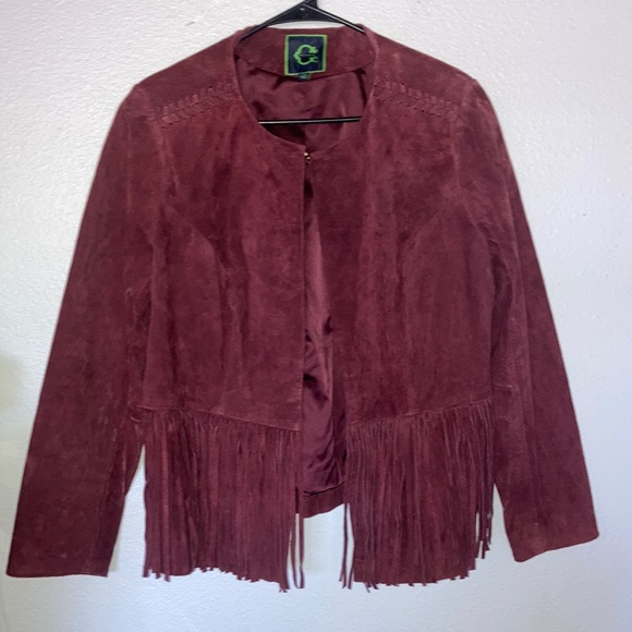 C. Wonder | Jackets & Coats | Red Burgundy Wine Suede Leather Jacket ...